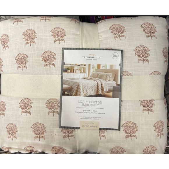 Studio McGee | Bedding | King Lofty Cotton Slub Woodblock Print Floral ...